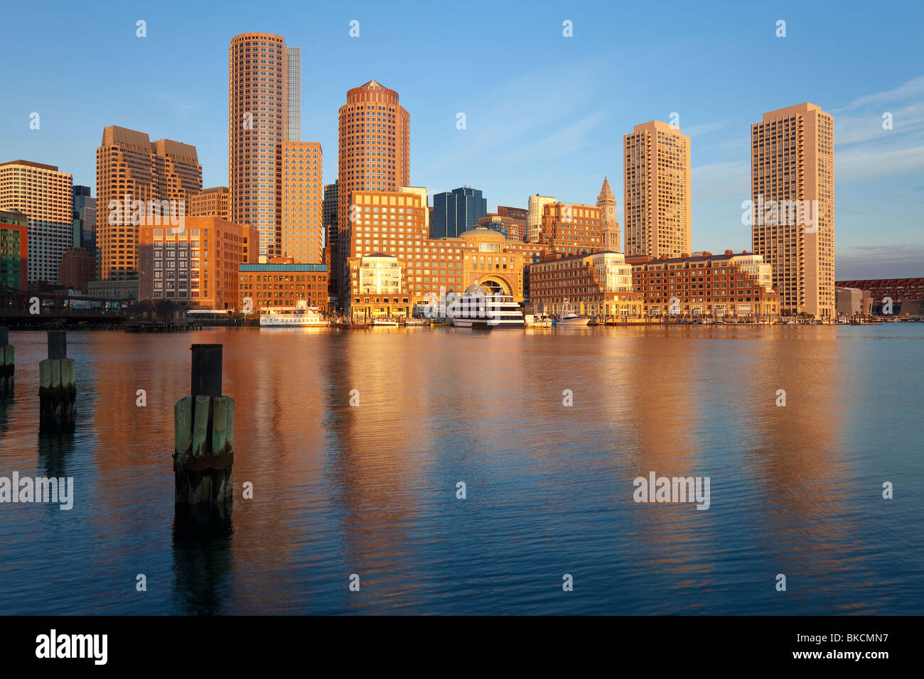 USA, Massachusetts, Boston, skyline and inner harbour including Rowes ...