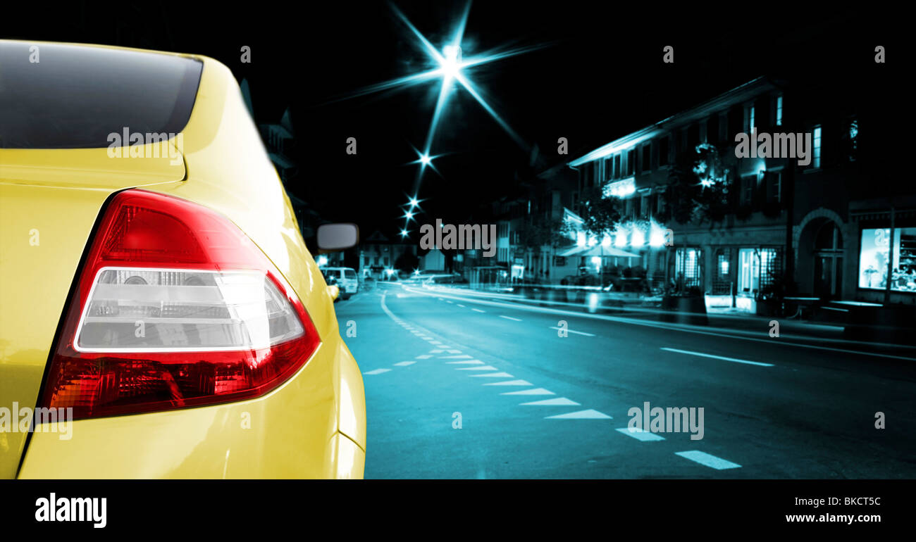 Car detail - back side, half. On the road Stock Photo - Alamy