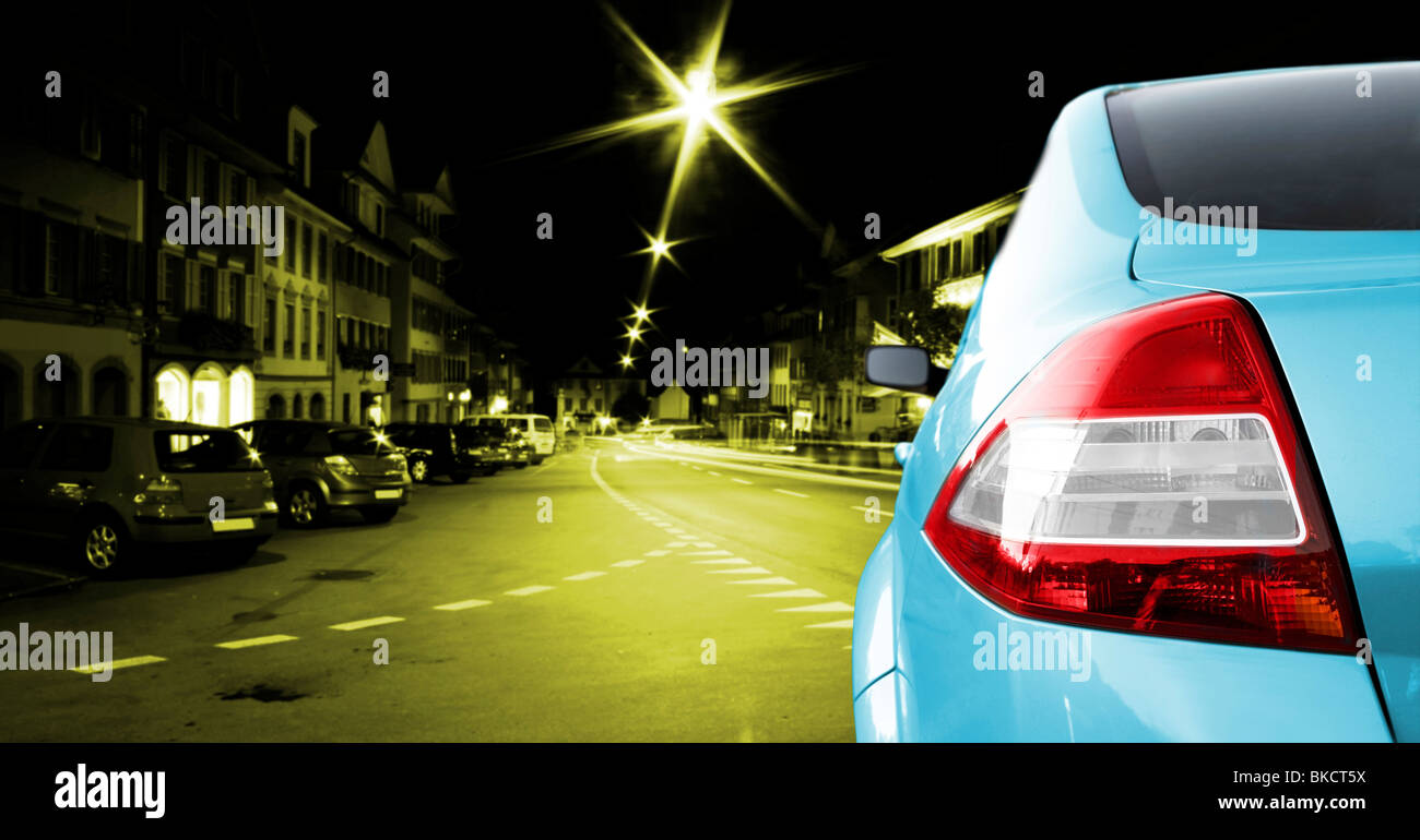 Car detail - back side, half. On the road Stock Photo - Alamy
