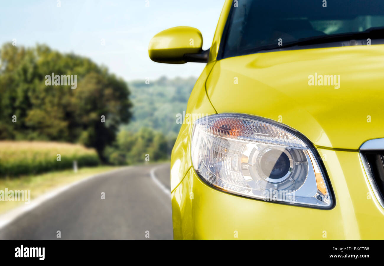 Great Car - Front side, half. On the road Stock Photo - Alamy