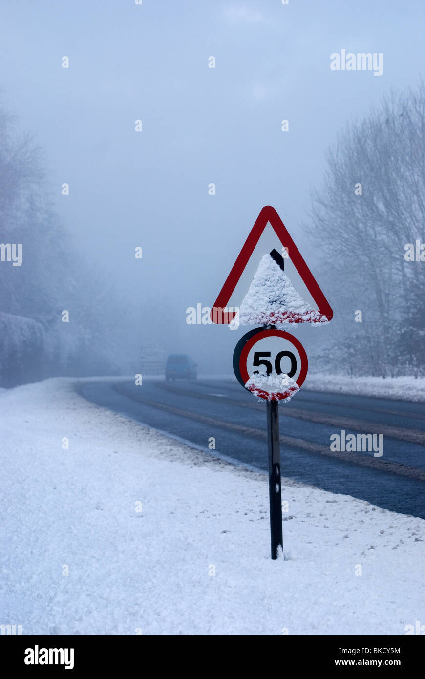 road sign in winter Stock Photo - Alamy