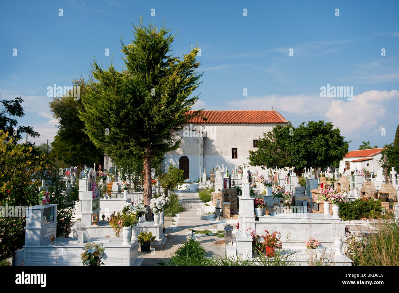 Greek cemetery at the top of the mountain in Koroni Stock Photo - Alamy
