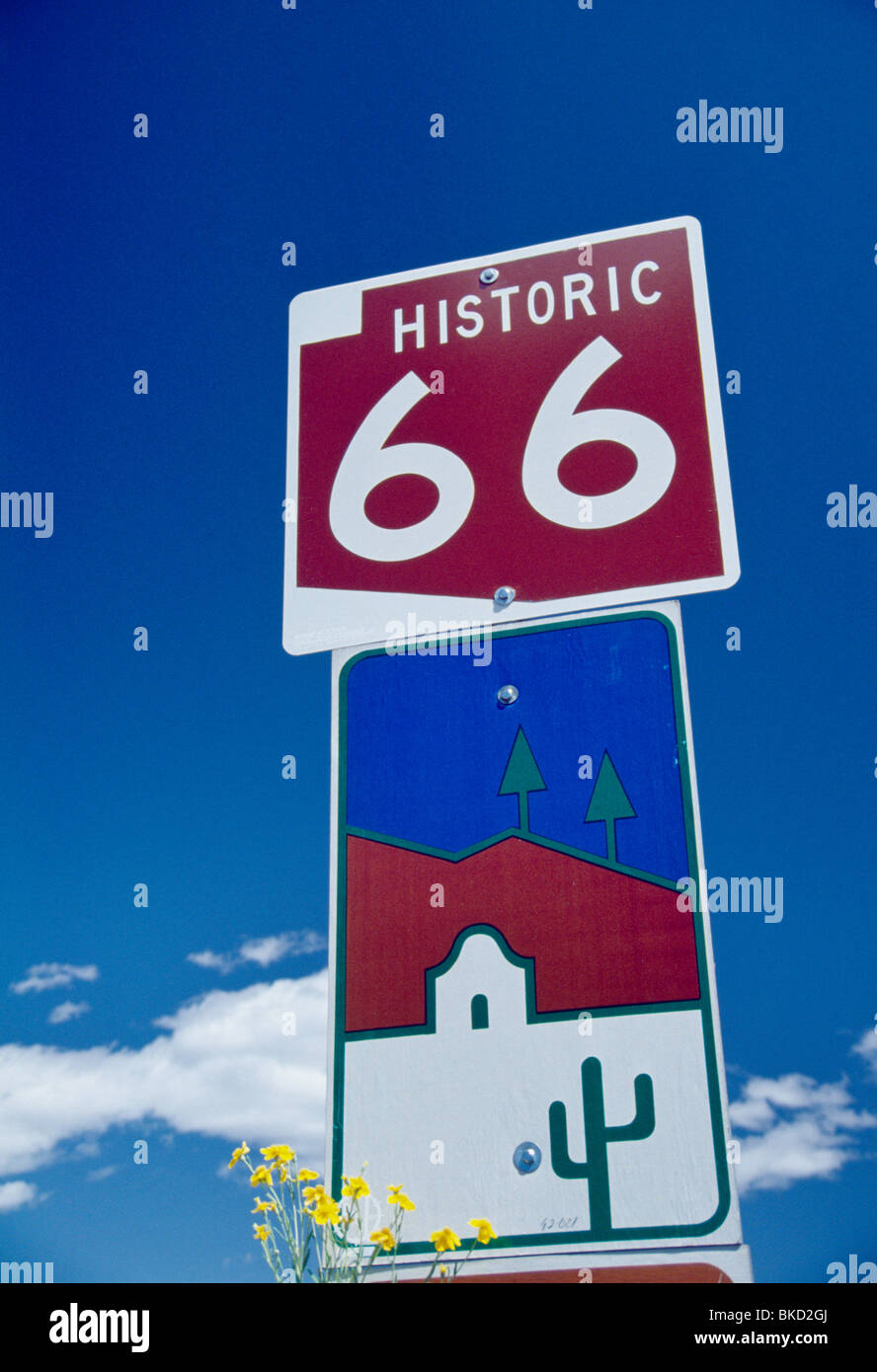 Route 66 Road Sign Stock Photo - Alamy