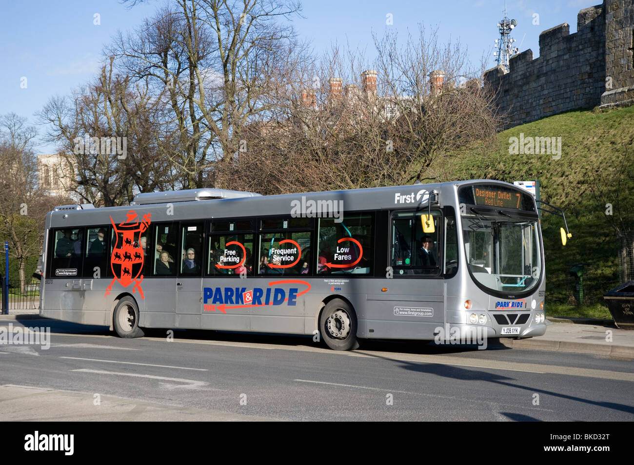 Park and ride bus at a bus stop in a city centre in England Stock Photo ...