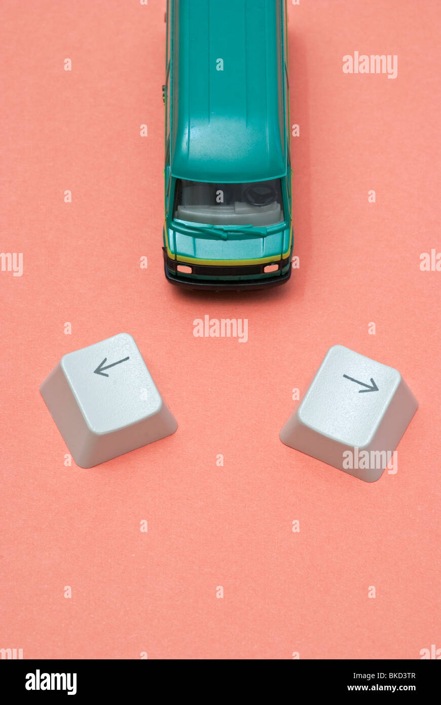 vehicle and two different directions sign Stock Photo - Alamy