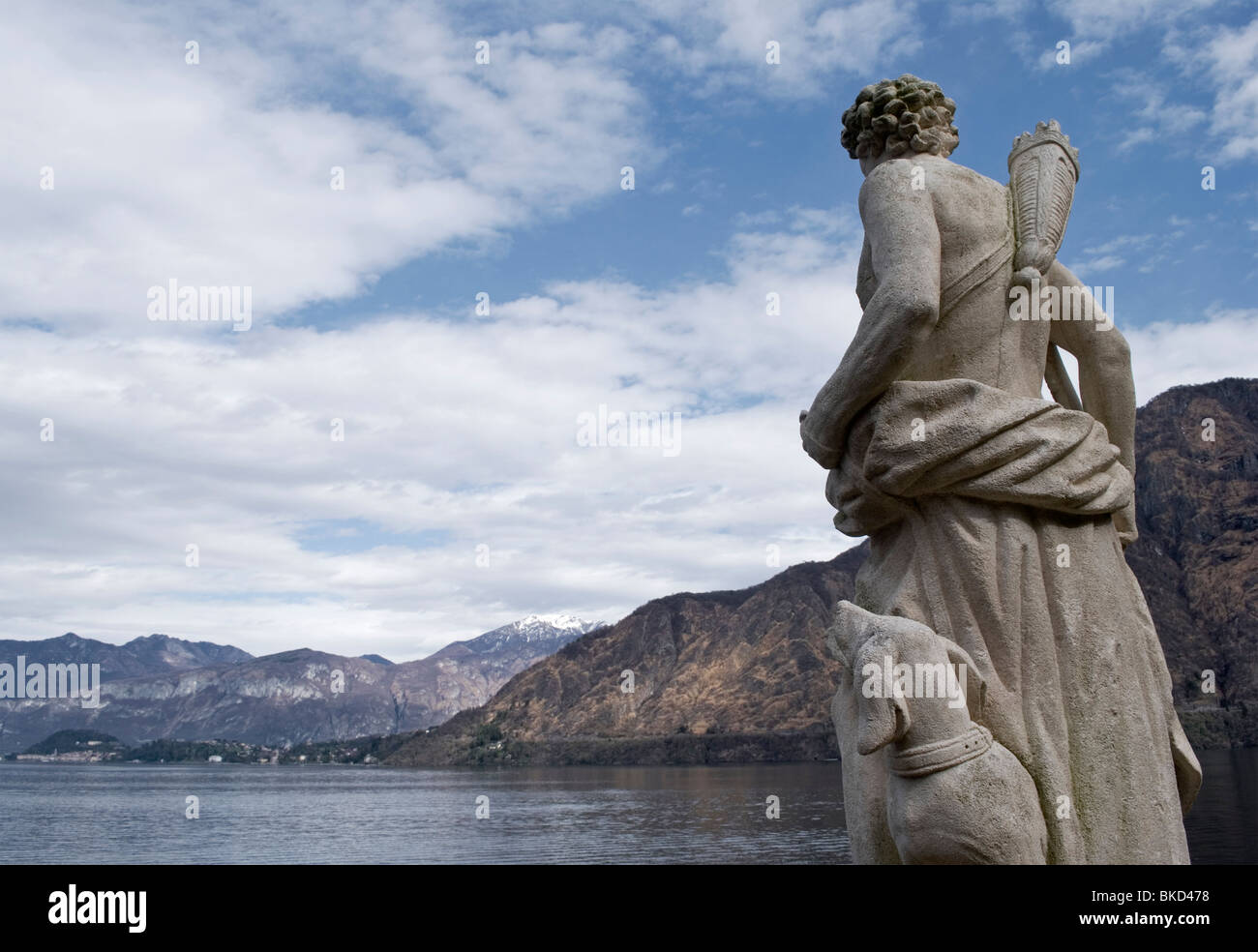 classic statue in front of Lake of Como - Lombardy - Italy Stock Photo ...