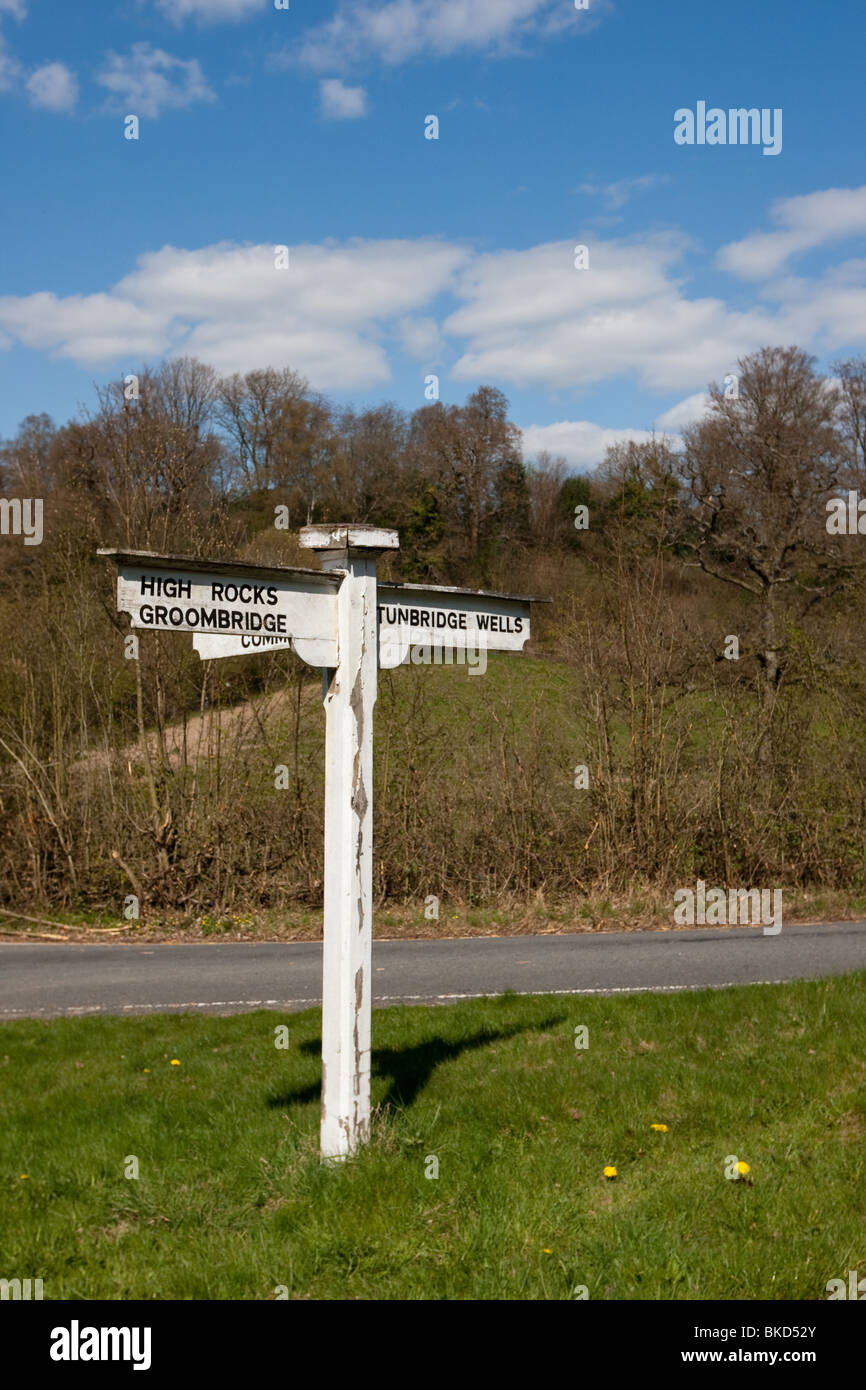 Road sign pointing to Royal Tunbridge Wells and High Rocks and ...