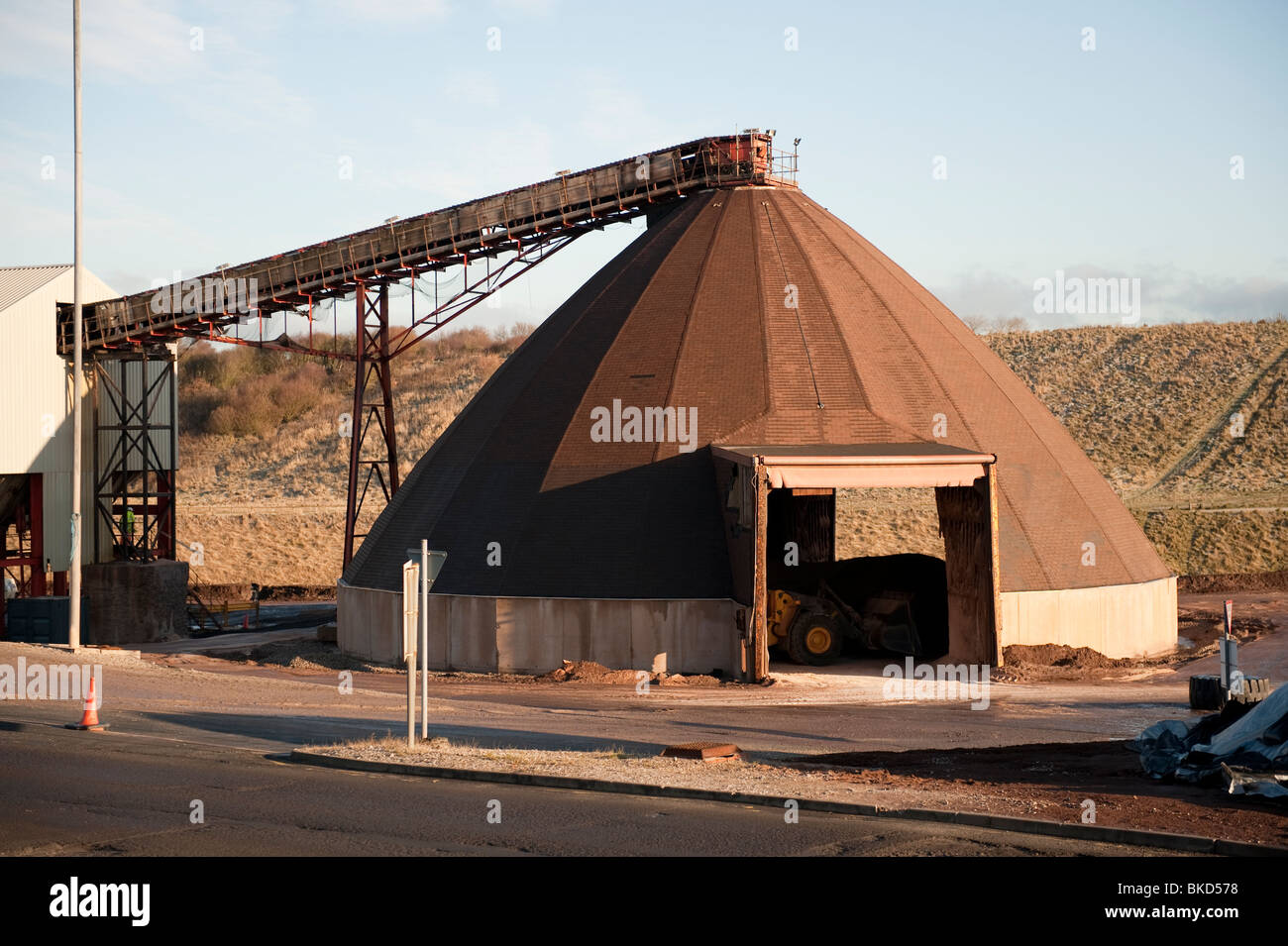 Rock salt mine storage building to keep salt dry Stock Photo - Alamy