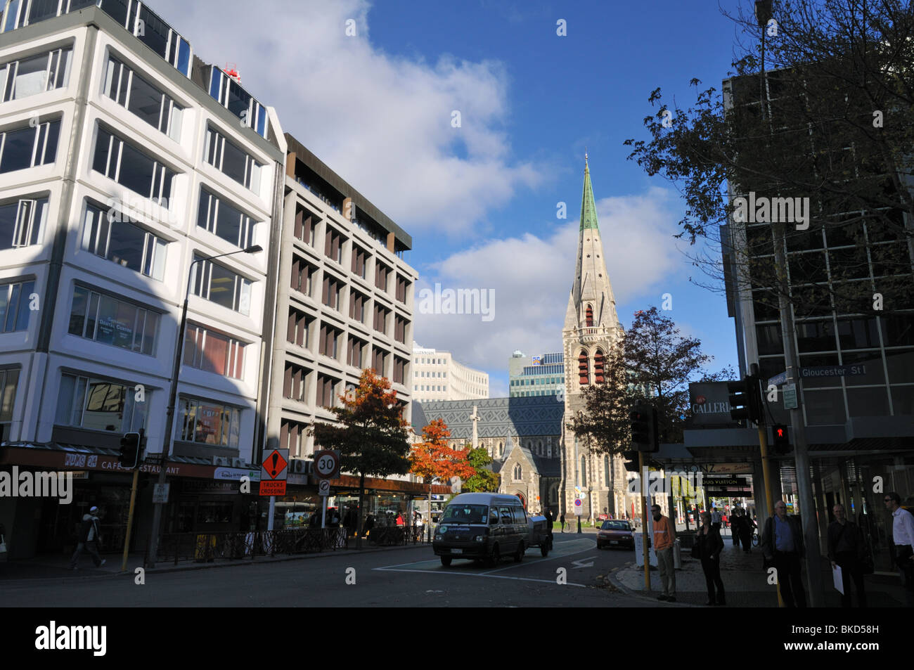 Looking at Cathedral Square from Colombo Street, Christchurch, New ...