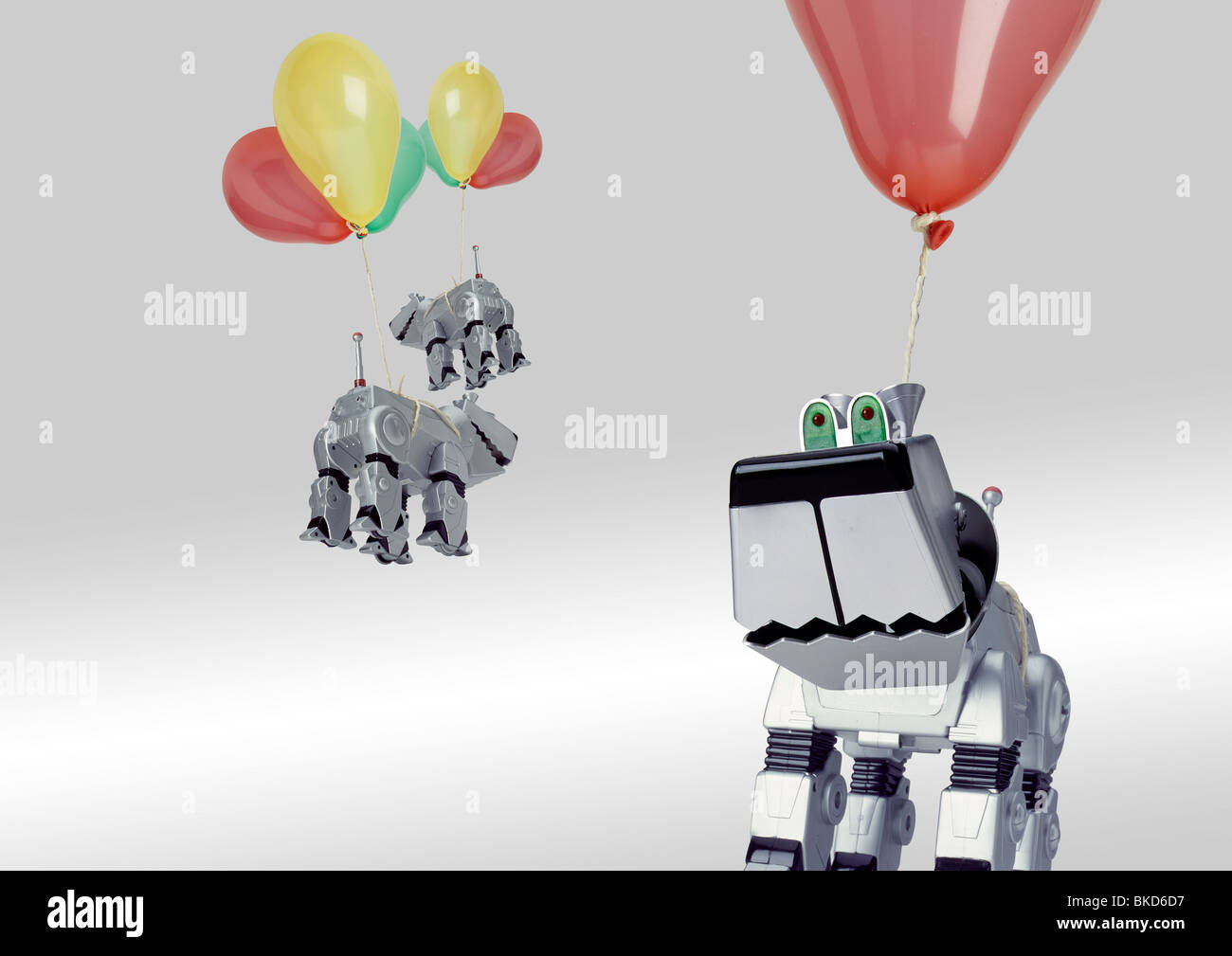 Floating flying robot dog shown in close crop Stock Photo - Alamy