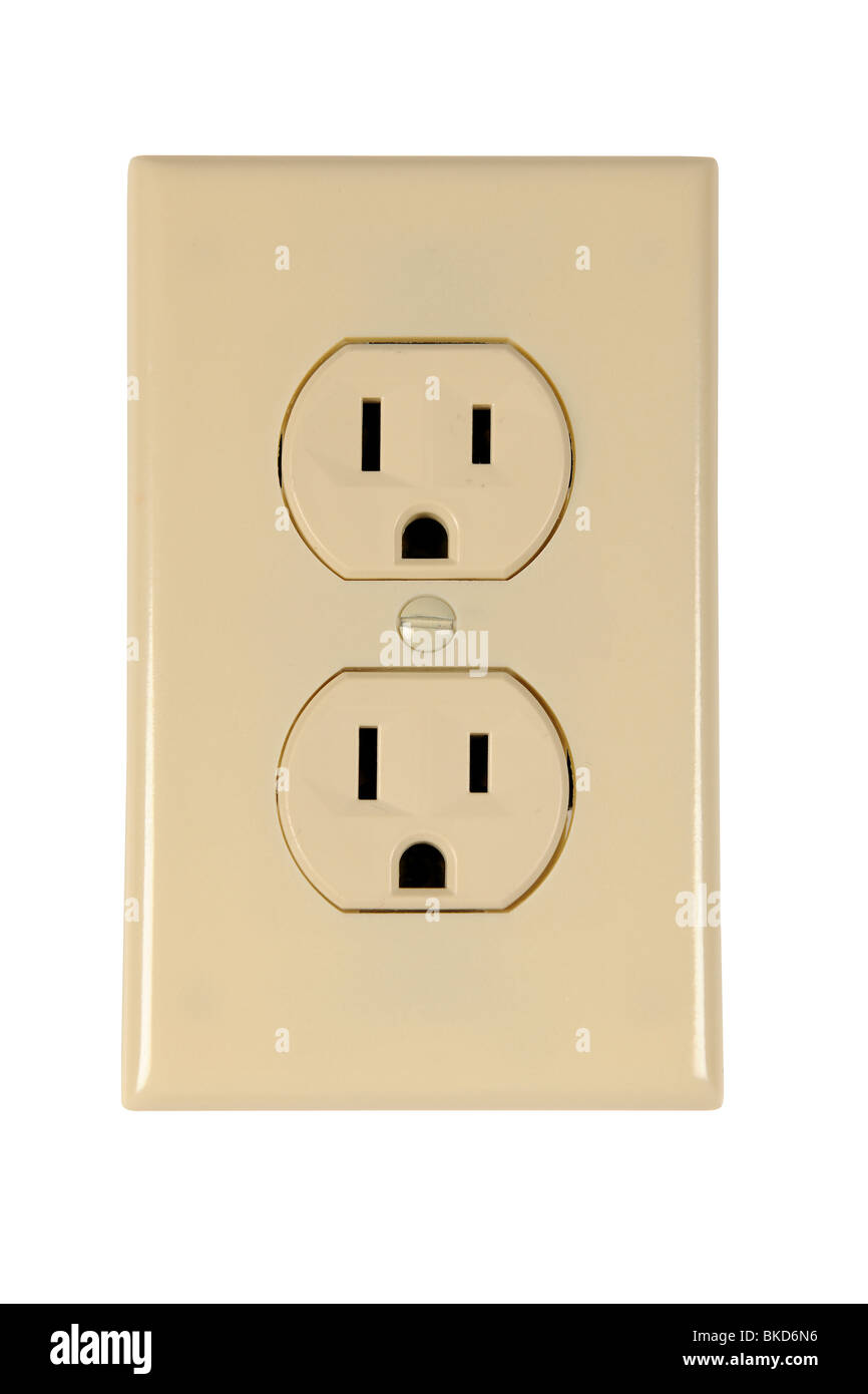 electrical outlet isolated over white background - With Clipping Path ...
