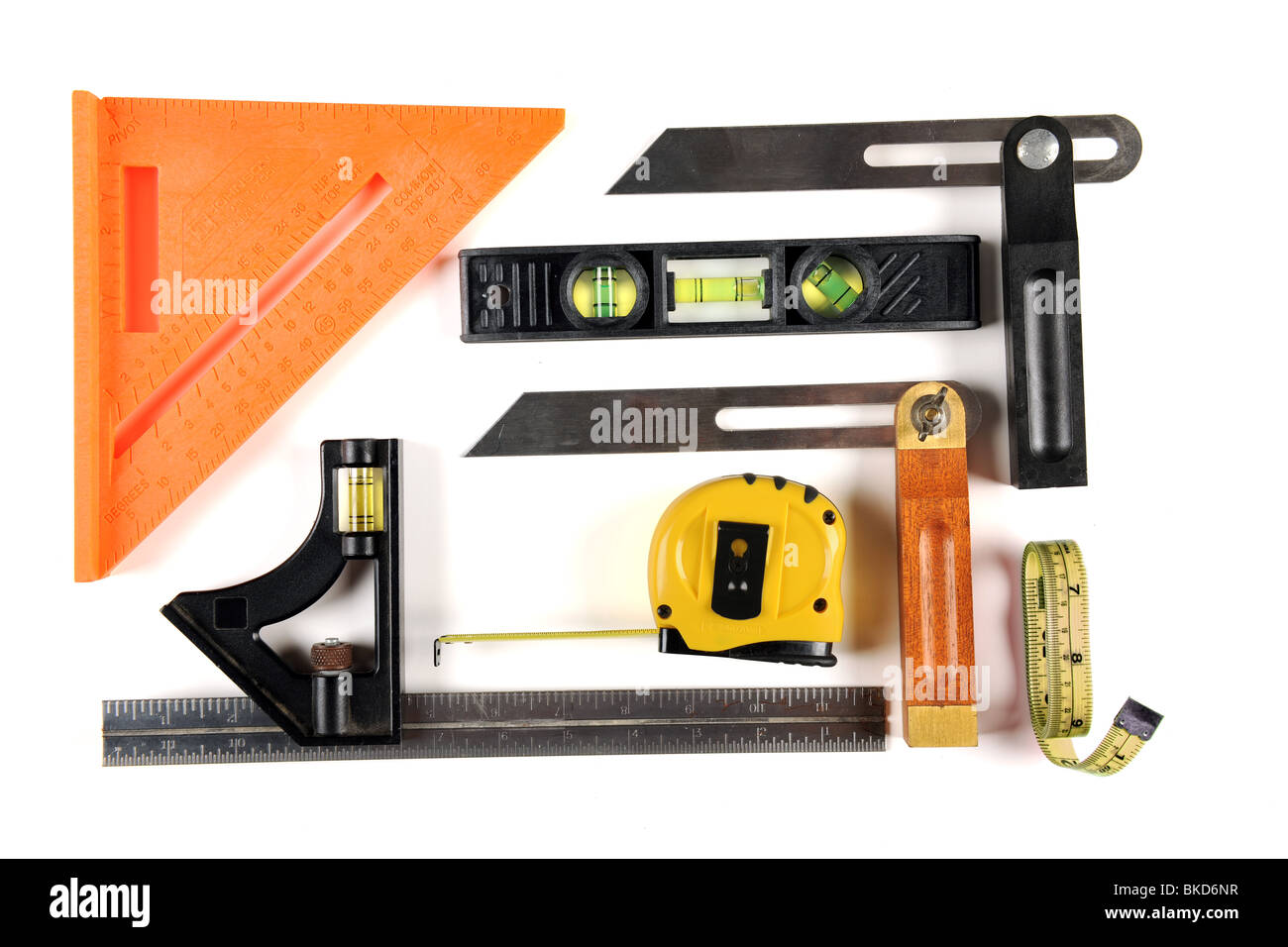 Measurement tools over white background Stock Photo - Alamy