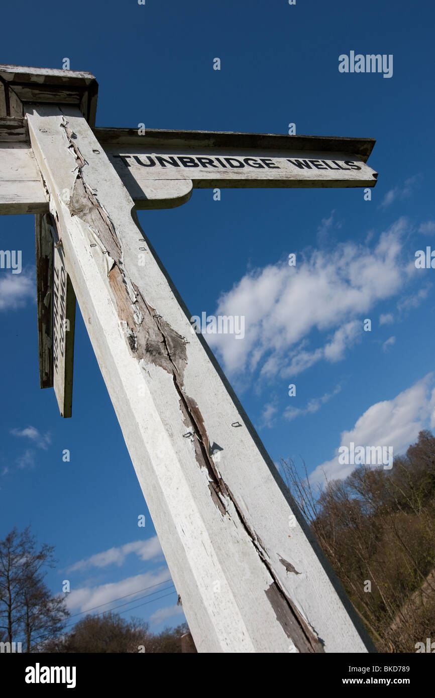 Road sign pointing to Royal Tunbridge Wells and High Rocks and ...