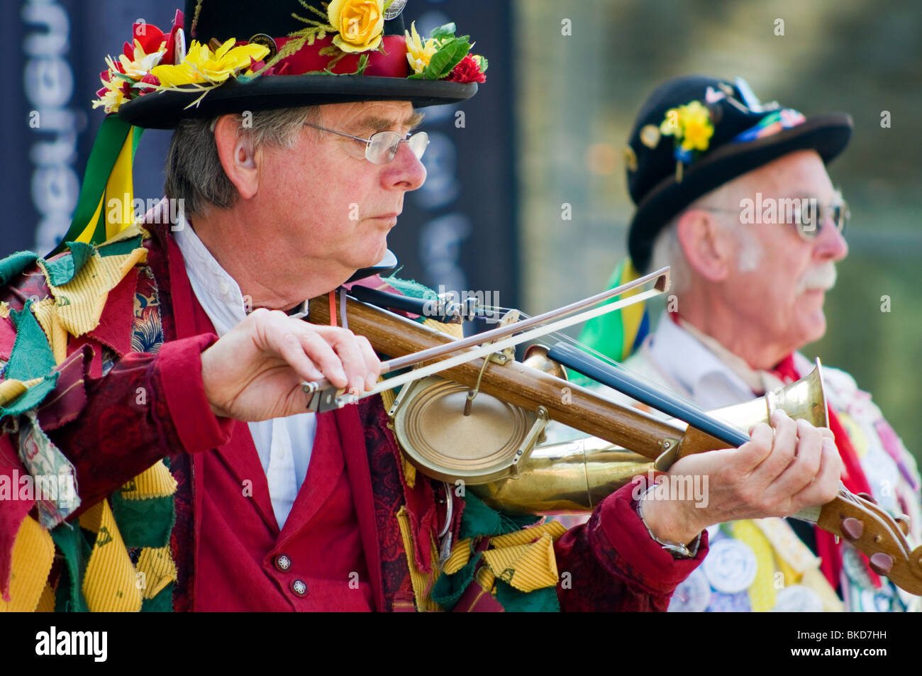 Morris musician playing the Stroh violin, (aka phonofiddle or ...