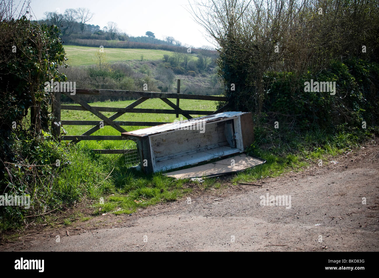Fly tipping in Devon Stock Photo - Alamy