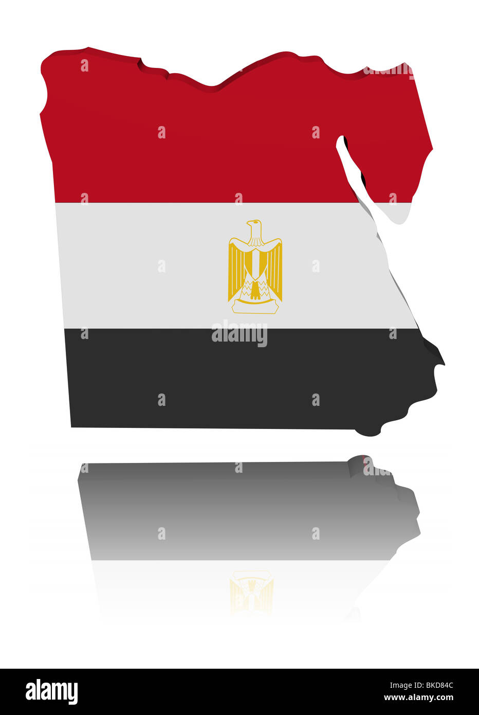 Egypt map flag 3d render with reflection illustration Stock Photo - Alamy