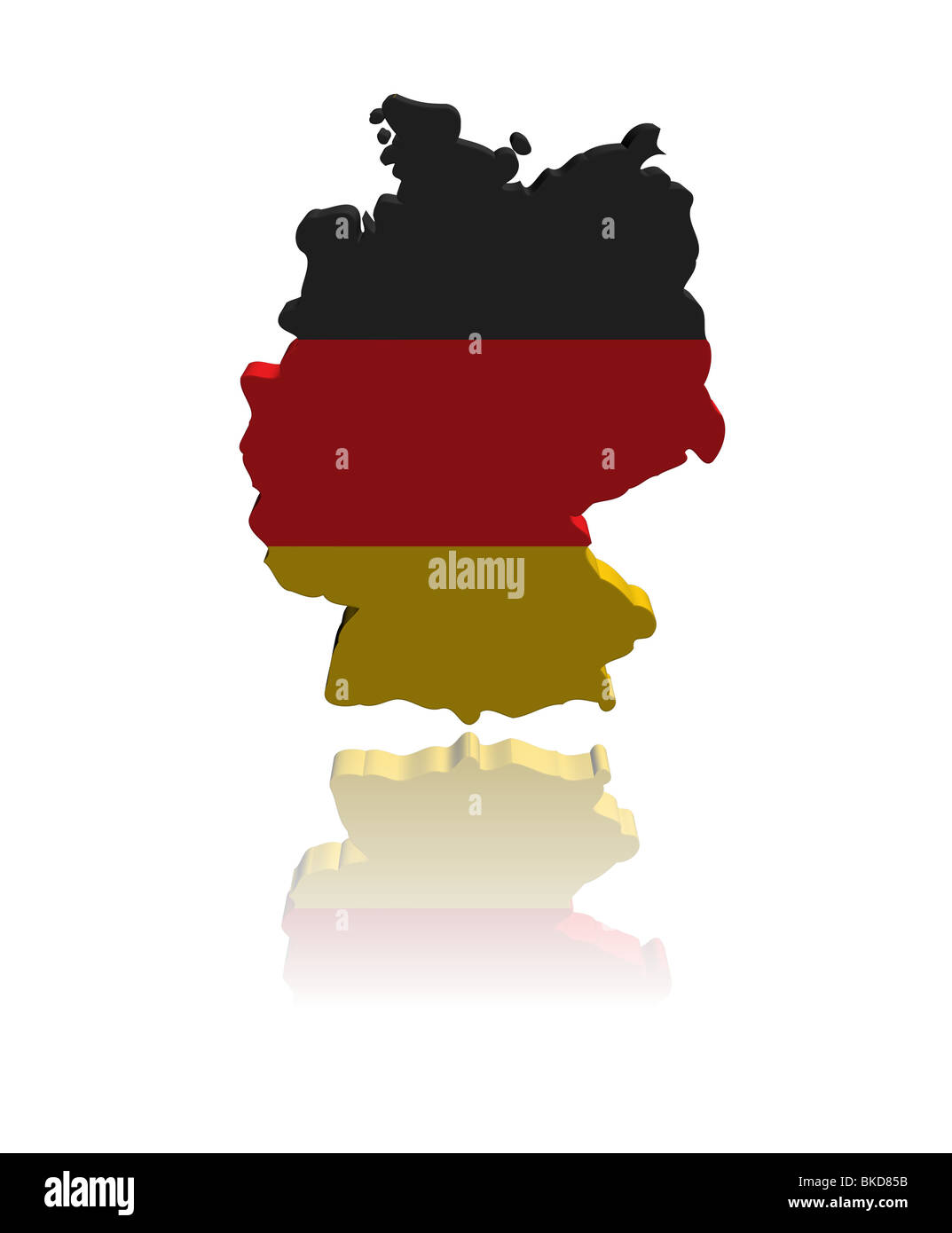 Germany map flag 3d render with reflection illustration Stock Photo - Alamy