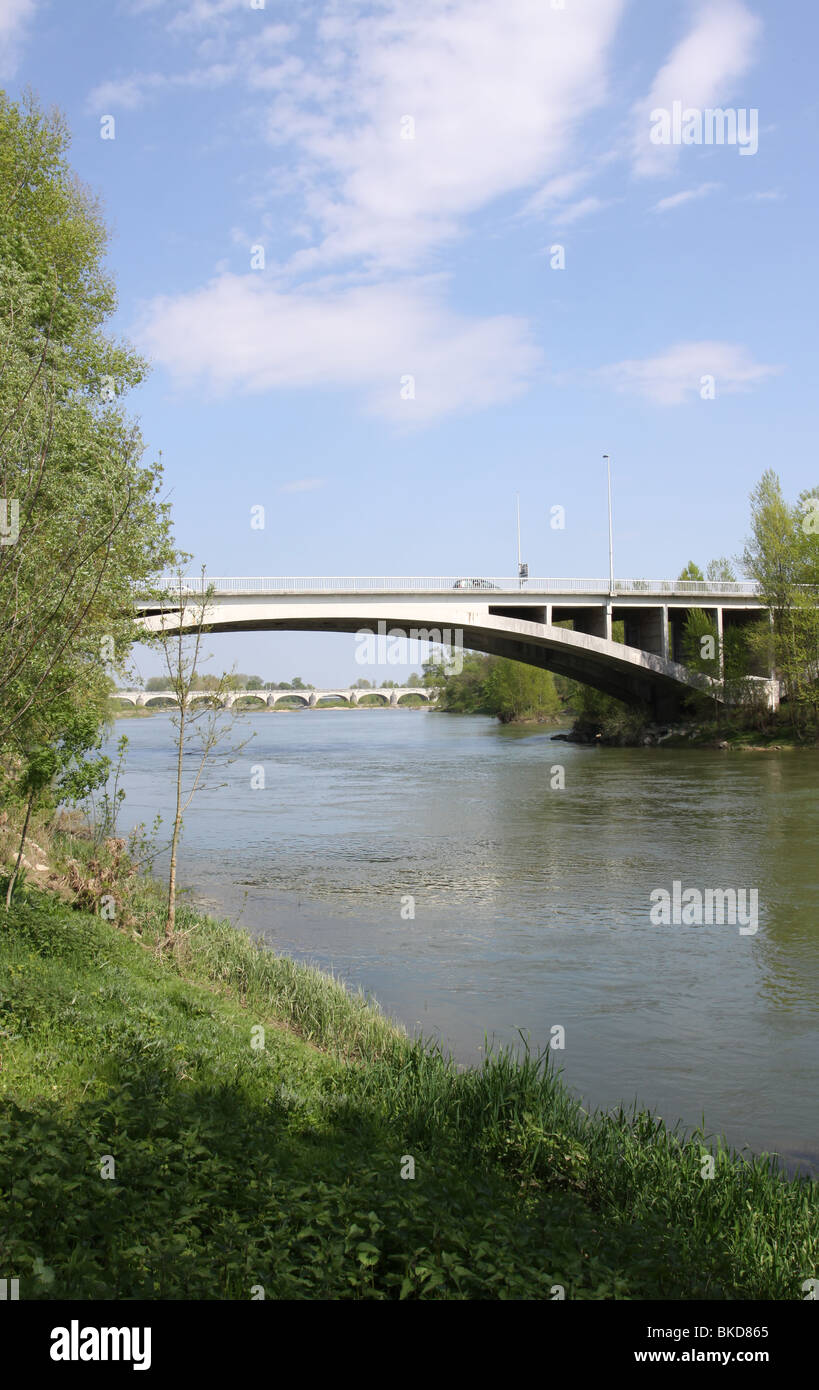 Pont Napoleon bridge across River Loire Tours France April 2010 Stock ...