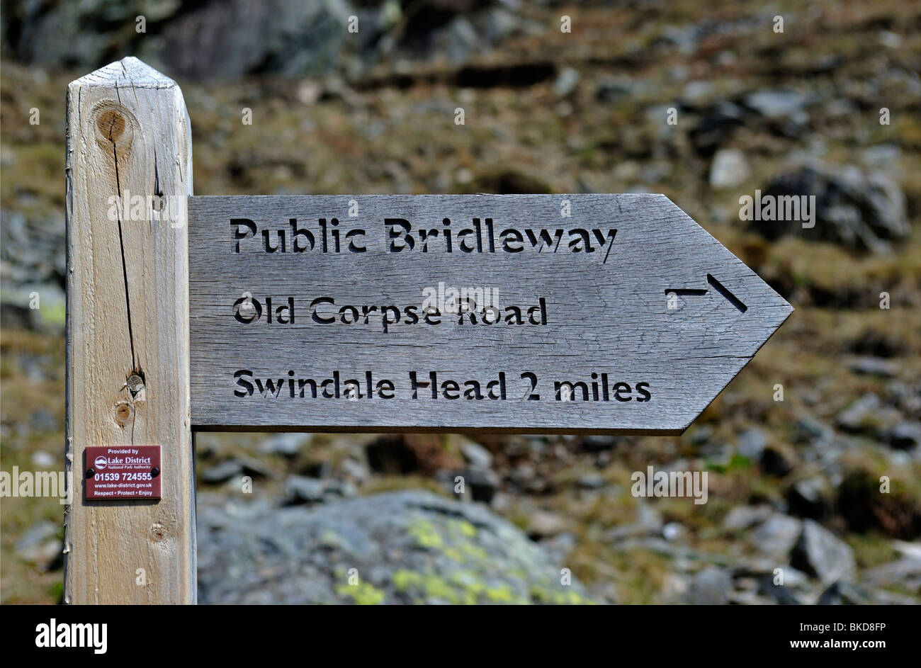 Public Bridleway fingerpost. Old Corpse Road Swindale Head 2miles ...