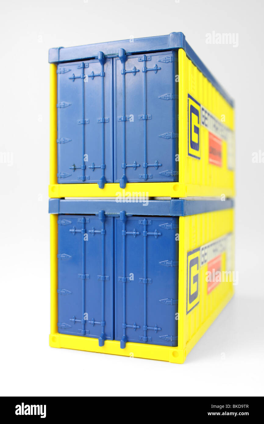 toy freight container on white background Stock Photo - Alamy