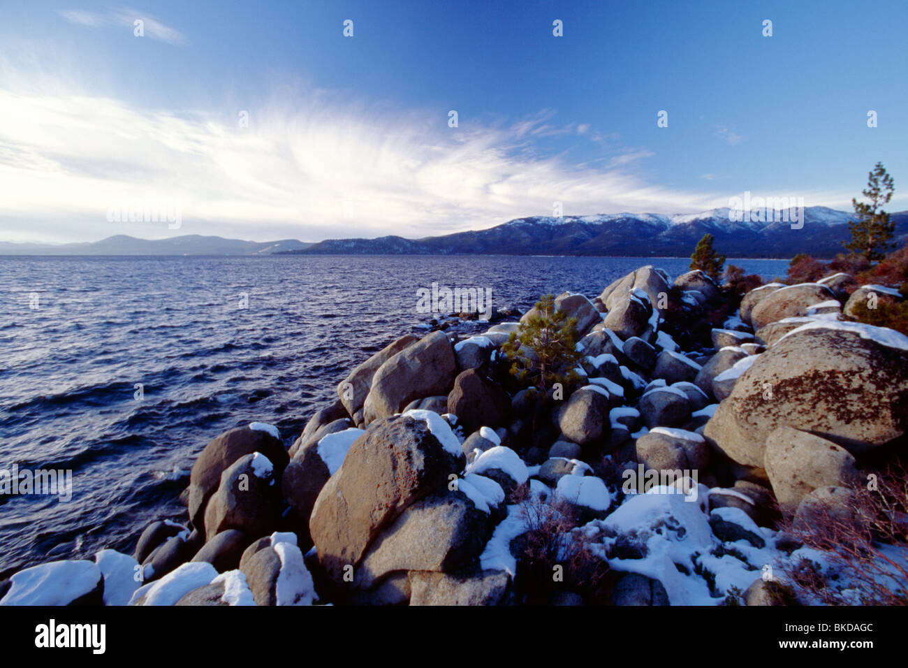 Lake Tahoe Winter Shoreline, Nevada Stock Photo - Alamy