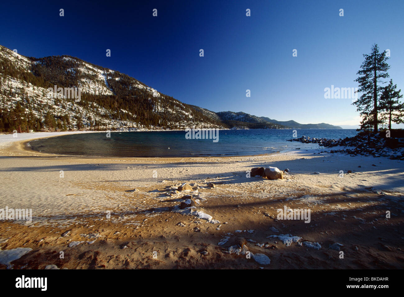 Sand Bay Beach Winter Scenic, Lake Tahoe, Nevada Stock Photo - Alamy