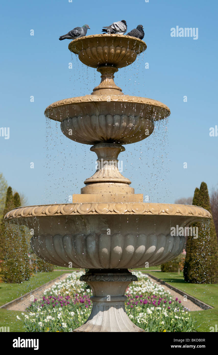 Three Tier Fountain in Spring Stock Photo - Alamy