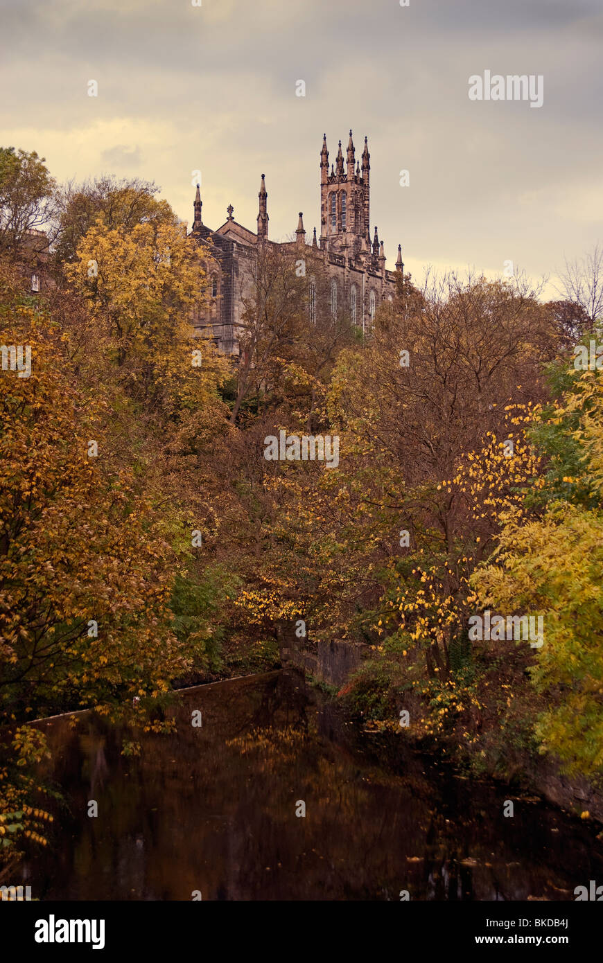 View from Dean Village towards Holy Trinity Church, Edinburgh Stock ...