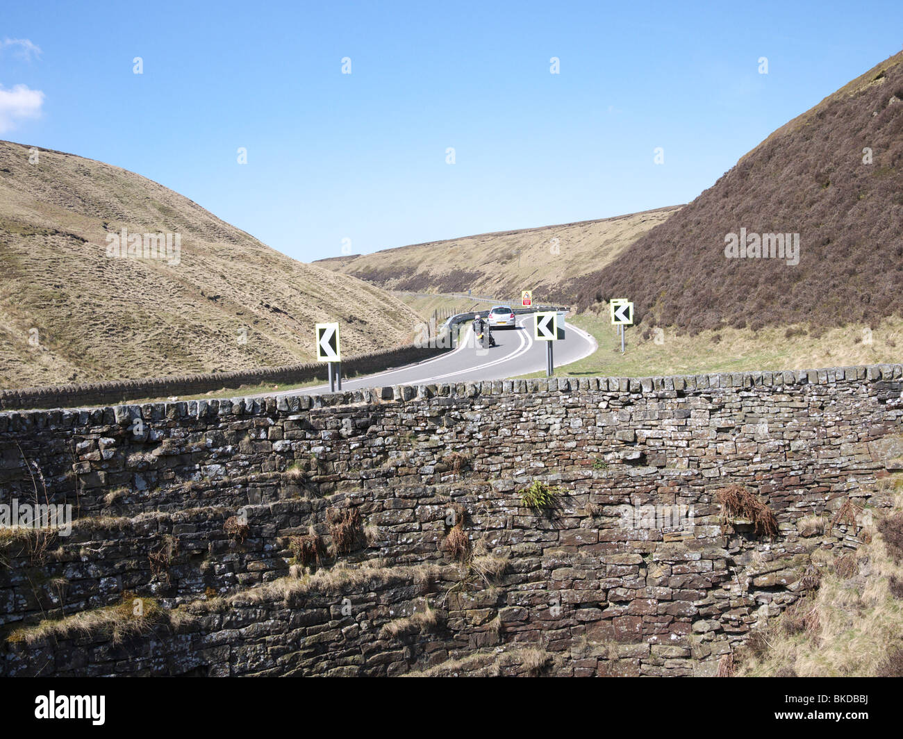 Snake pass road, the A57 winding near the summit, Derbyshire, UK Stock ...