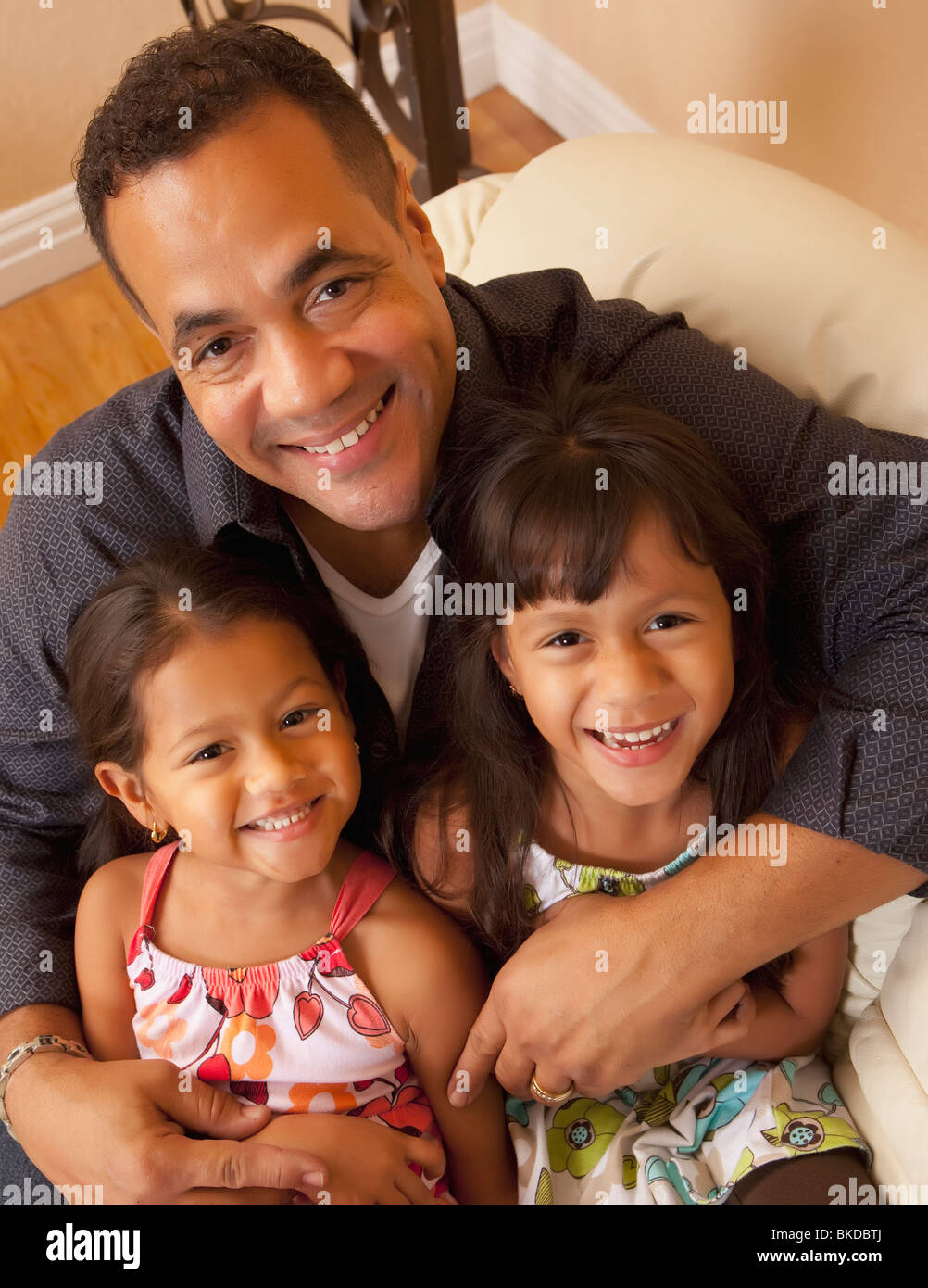 Father And His Daughters Stock Photo - Alamy