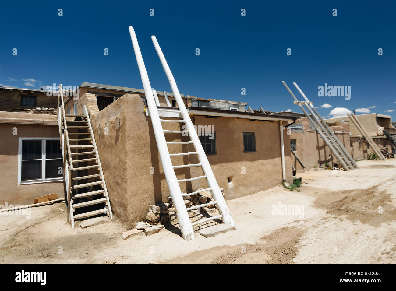 Traditional Adobe Houses and Ladders in Acoma Pueblo, New Mexico Stock ...