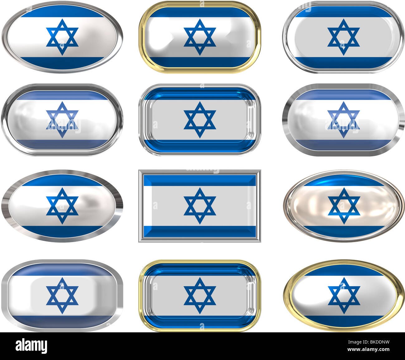 twelve Great buttons of the Flag of Israel Stock Photo - Alamy