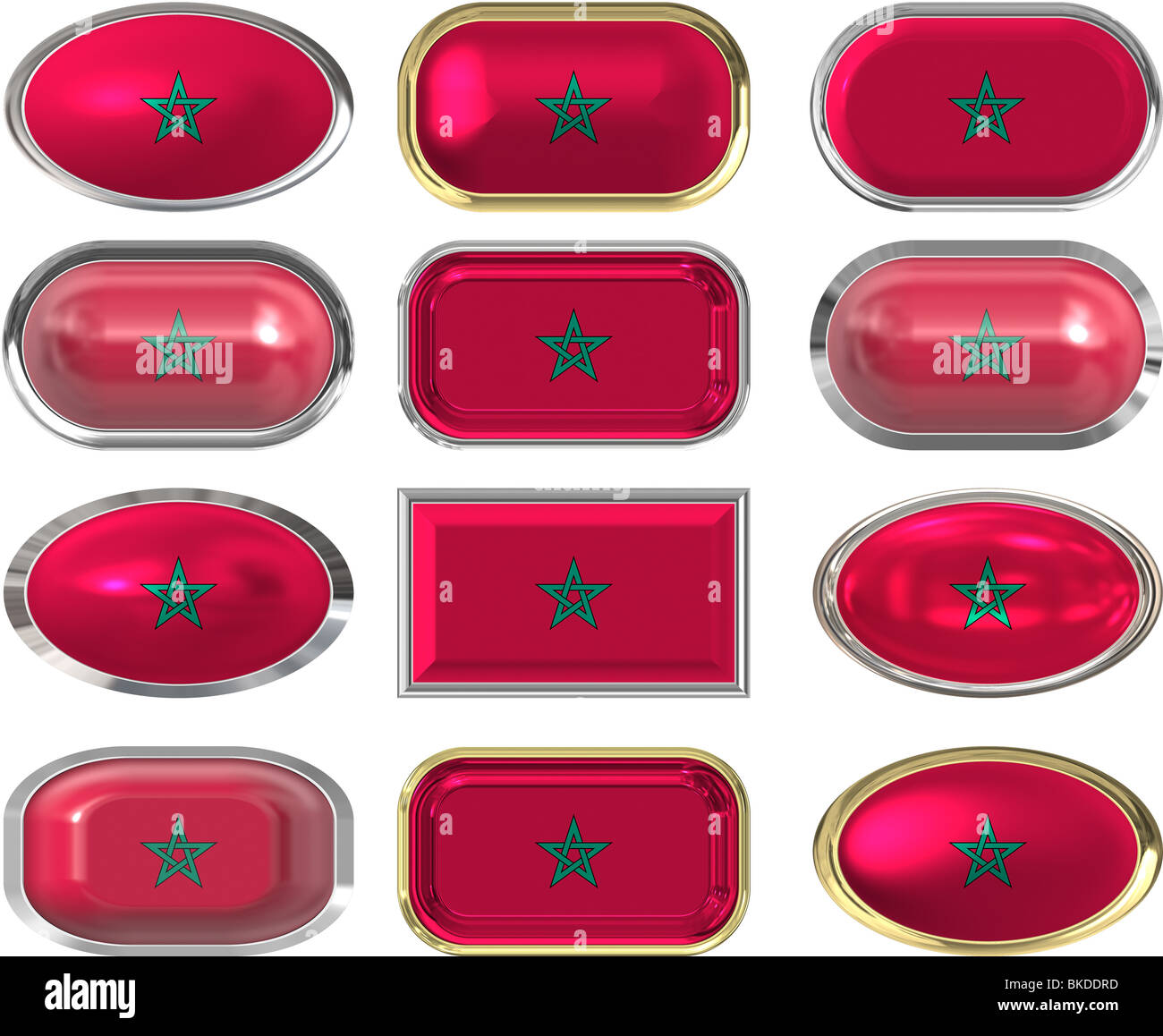 twelve Great buttons of the Flag of Morocco Stock Photo - Alamy