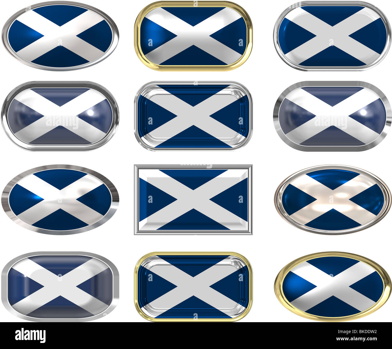 twelve Great buttons of the Flag of Scotland Stock Photo - Alamy