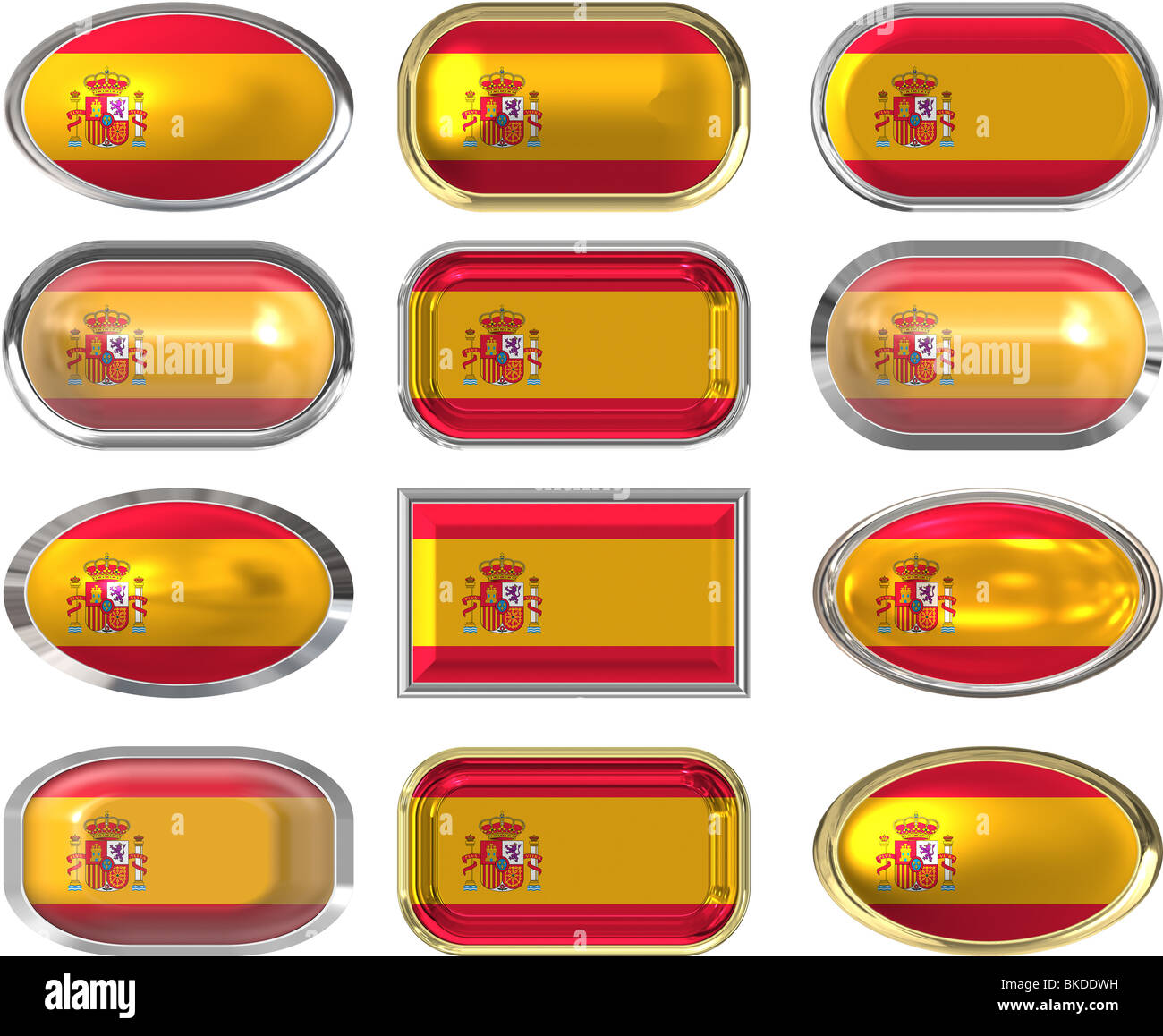 twelve Great buttons of the Flag of Spain Stock Photo - Alamy