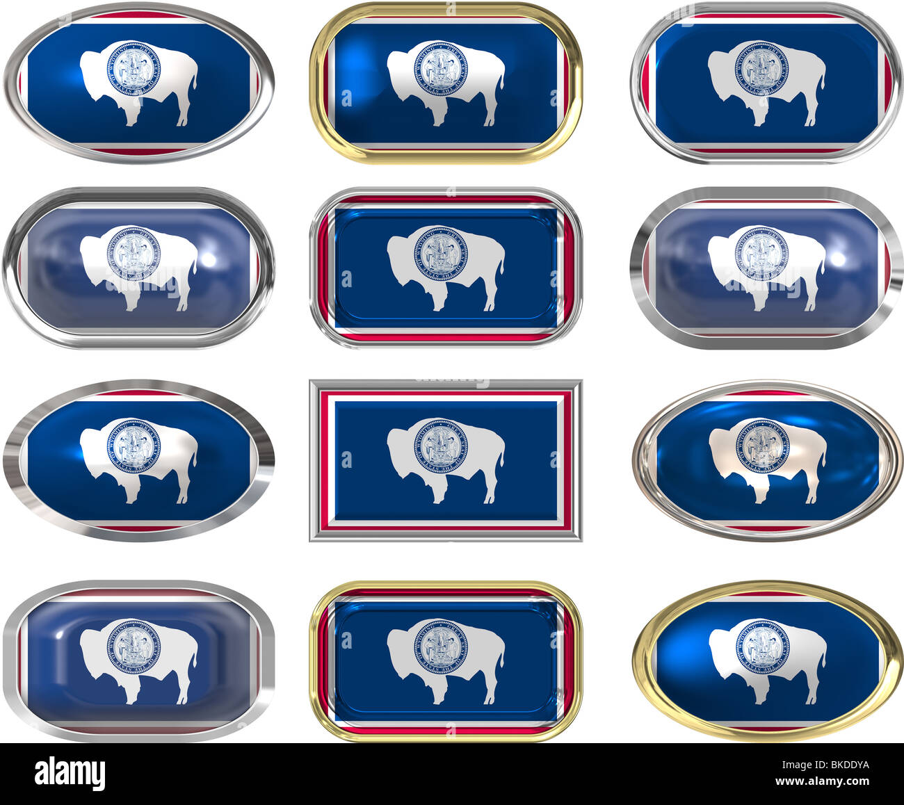 twelve Great buttons of the Flag of Wyoming Stock Photo - Alamy