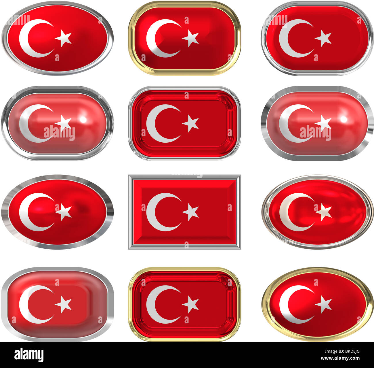 twelve buttons of the Flag of Turkey Stock Photo - Alamy