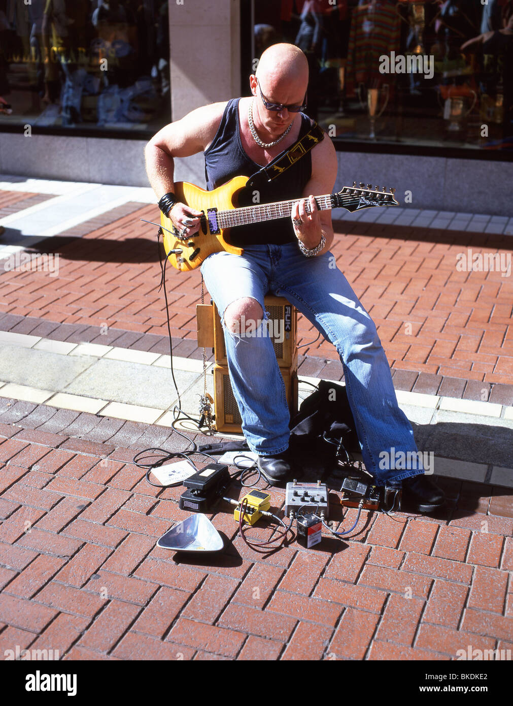 Male street busker, Grafton Street, Dublin, County Dublin, Republic of ...