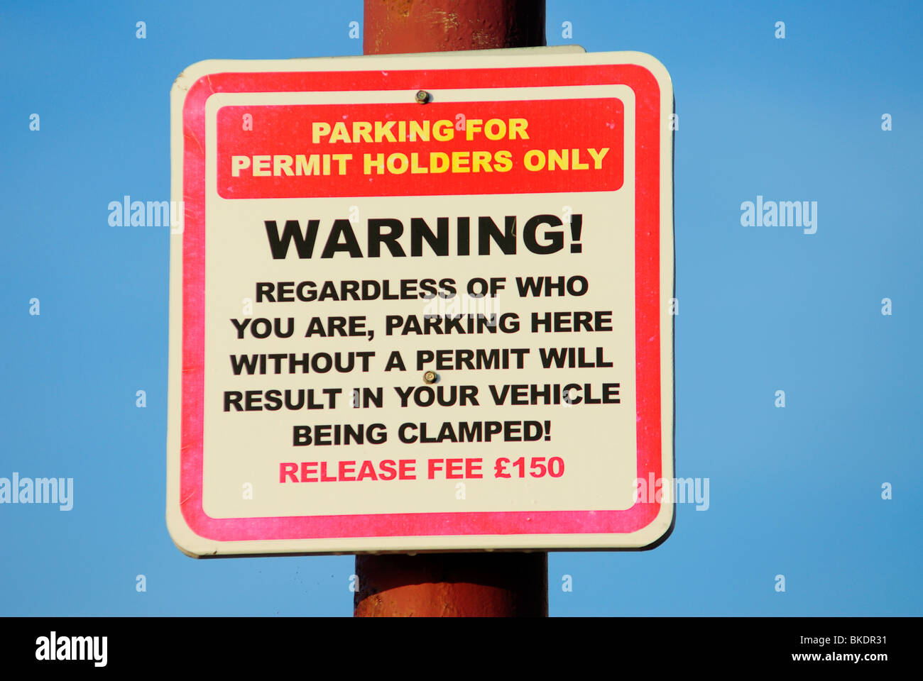 Warning Signs in Street for Parking - 2010 Stock Photo - Alamy