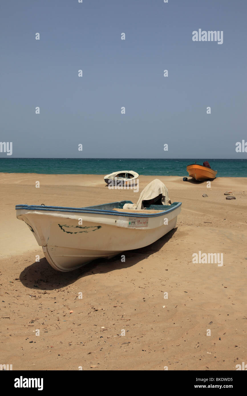 fishing boats at the beachnear Sur, Gulf of Oman, Arabian Sea ...