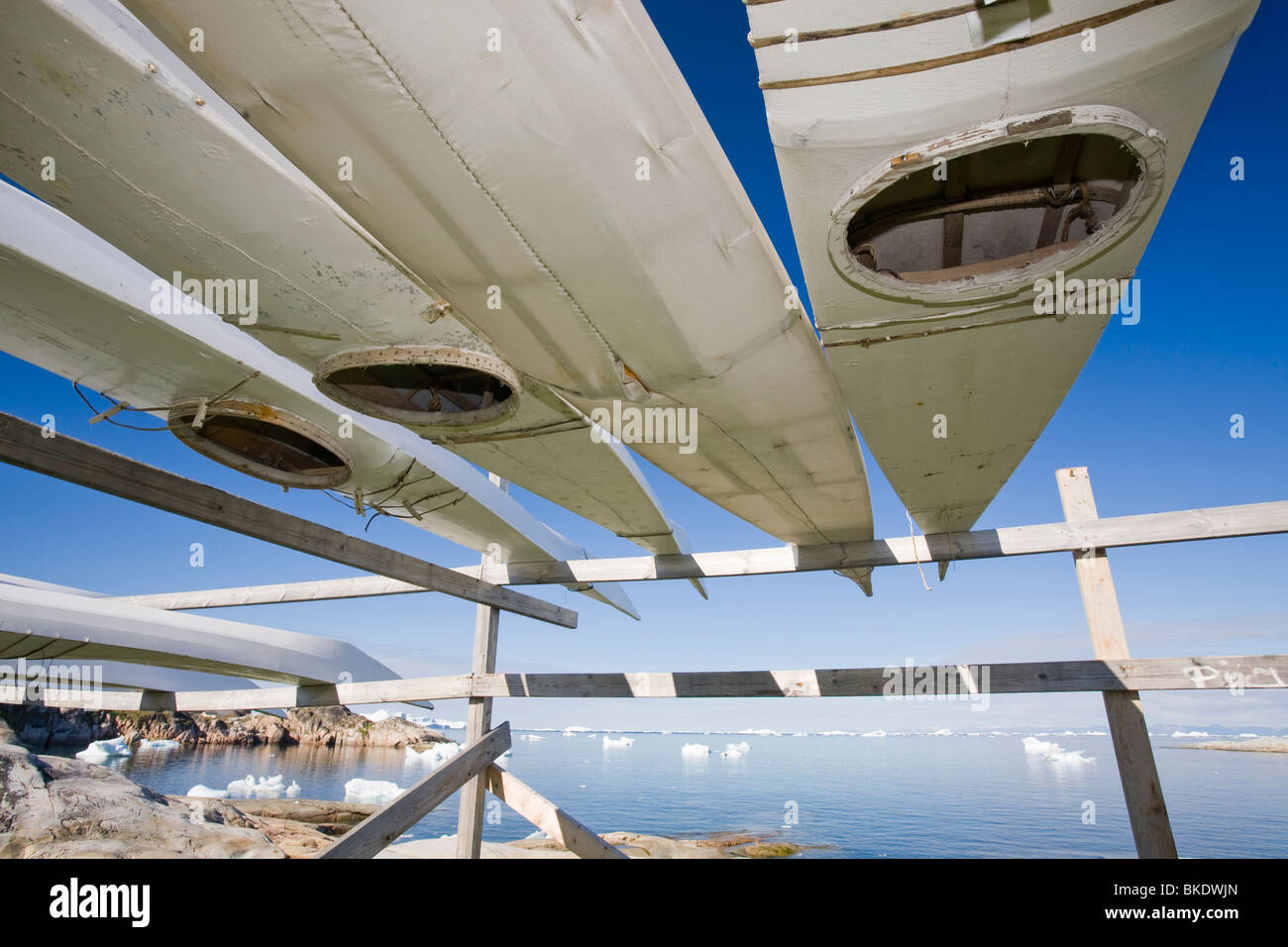 Traditional Inuit Kayaks in Illulisat on Greenland Stock Photo - Alamy