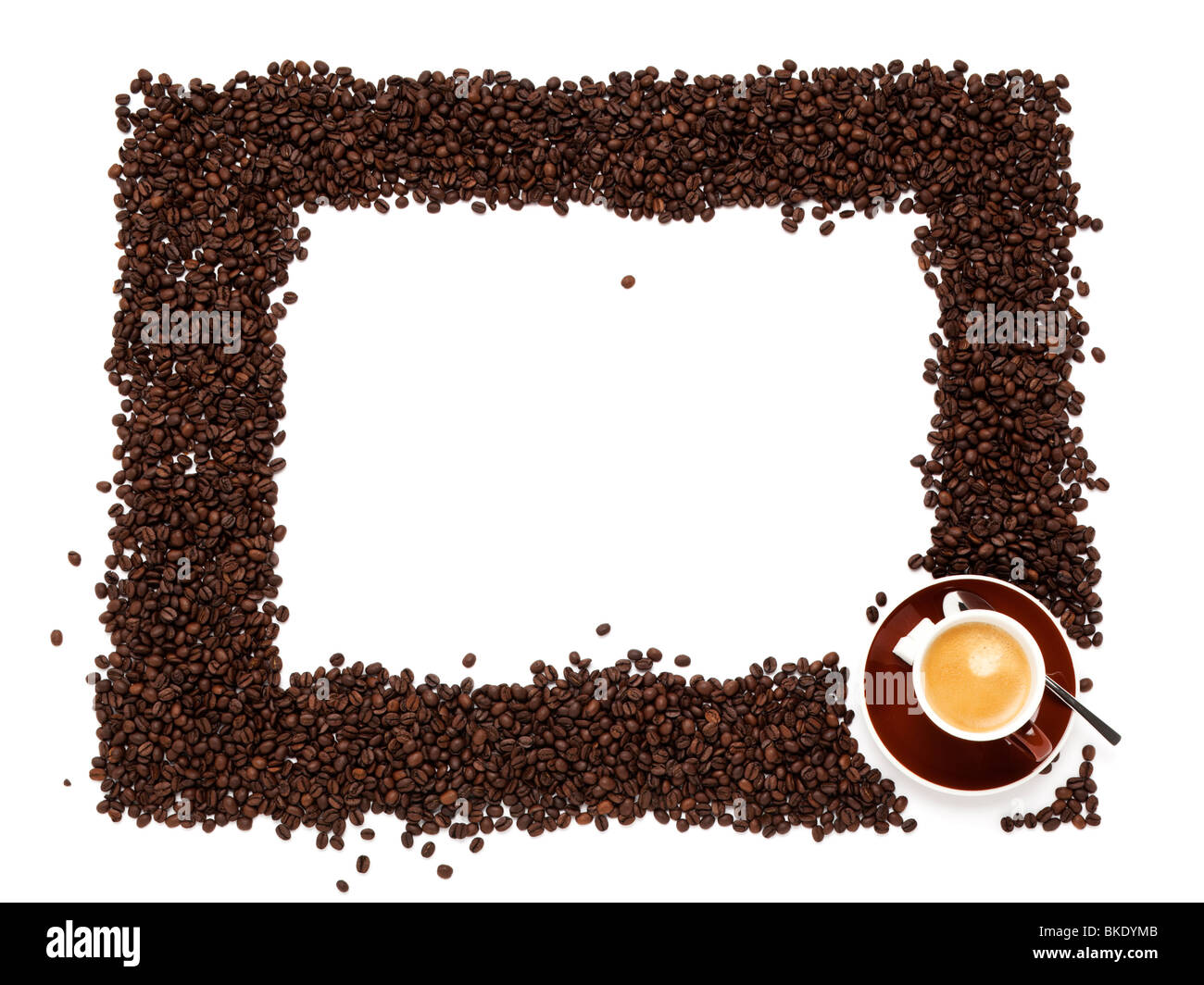 decorative frame with copy space made from coffee beans and espresso ...