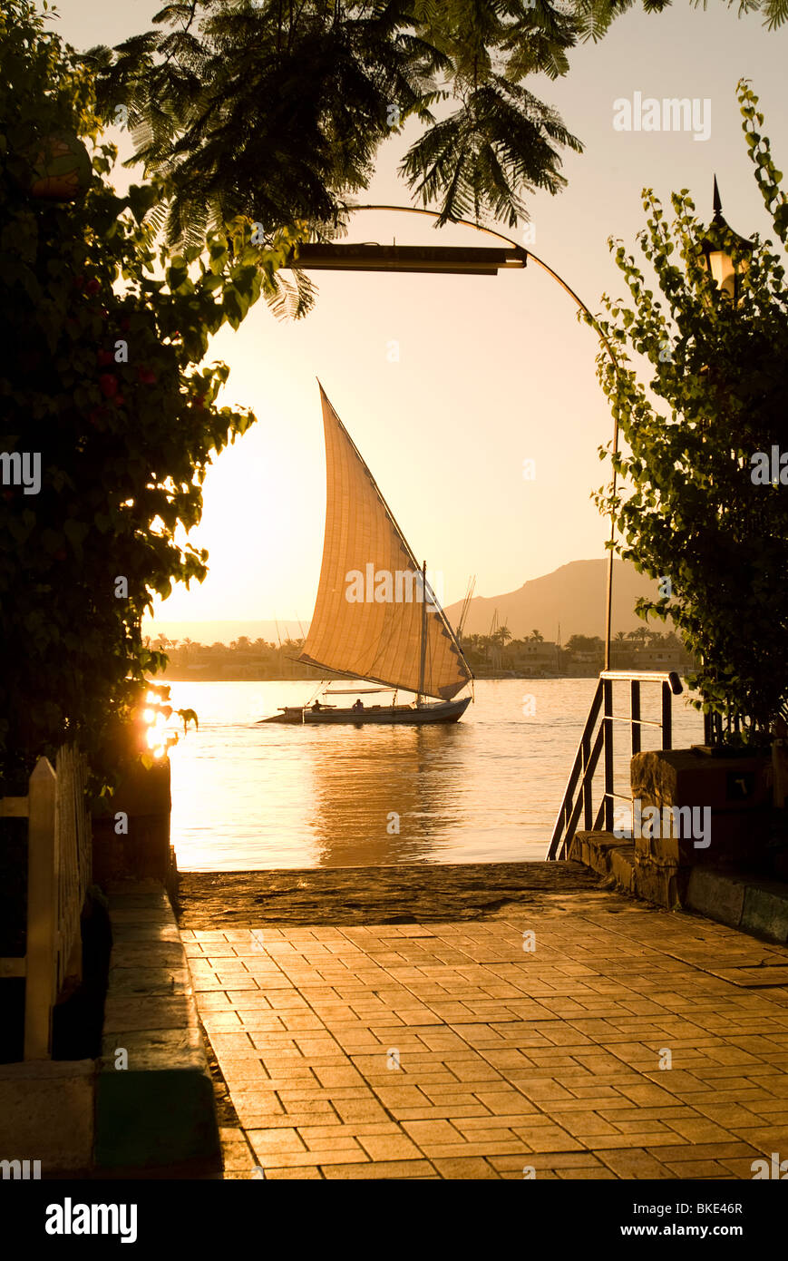 Sunset on the Nile with Felucca, Luxor, Egypt Stock Photo - Alamy