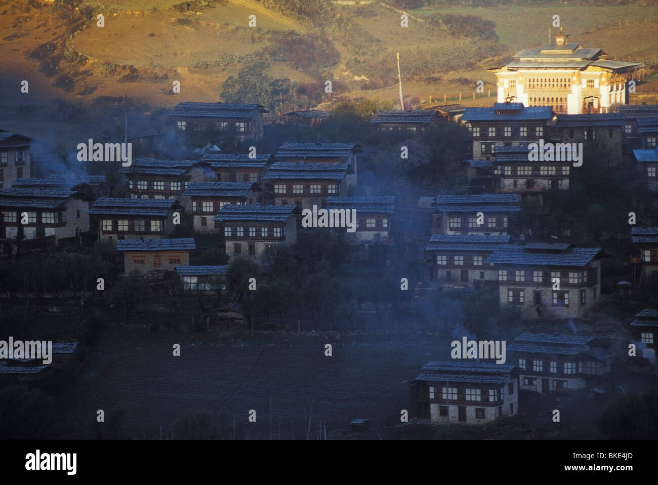 Monastery And Village Of Ura At Sunrise, Ura, Bhutan Stock Photo - Alamy