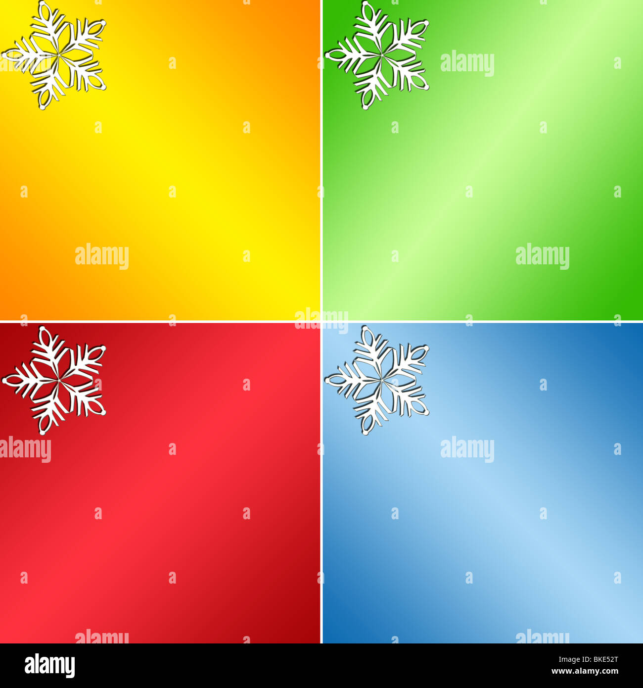 There are four colorful blocks with snowflakes Stock Photo - Alamy