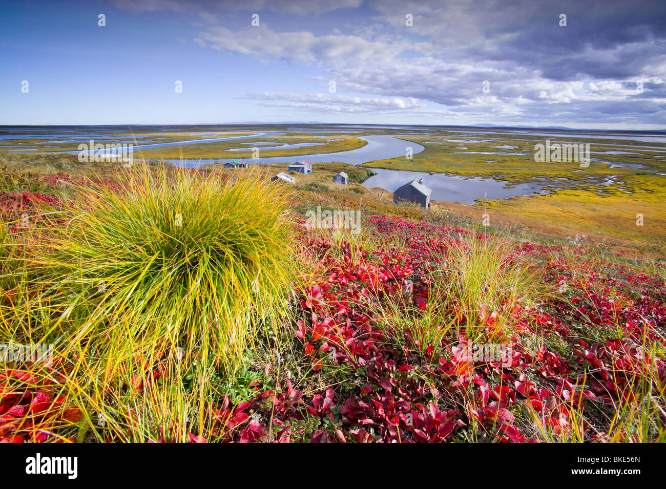 Inuit summer hunting camp at the mouth of the serpentine river near ...