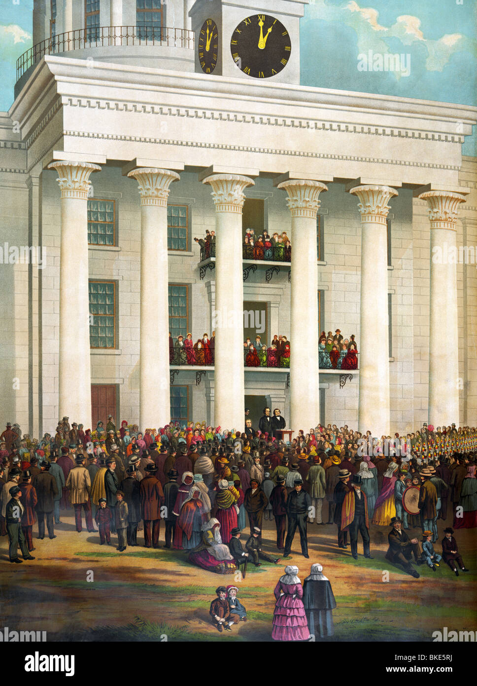 Vintage print depicting inauguration of Jefferson Davis as President of ... Vintage print depicting inauguration of Jefferson Davis as President of ...