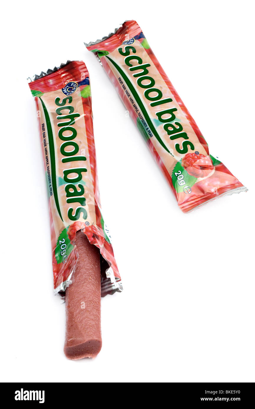 Two 20 gram wrapped Schoolbars apple,pear and raspberry chew bar Stock ...