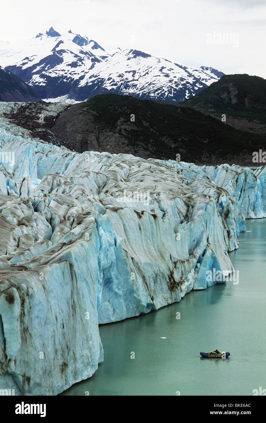 USA, Alaska, rafter on Alsek Lake, Glacier Bay National Park Stock ...