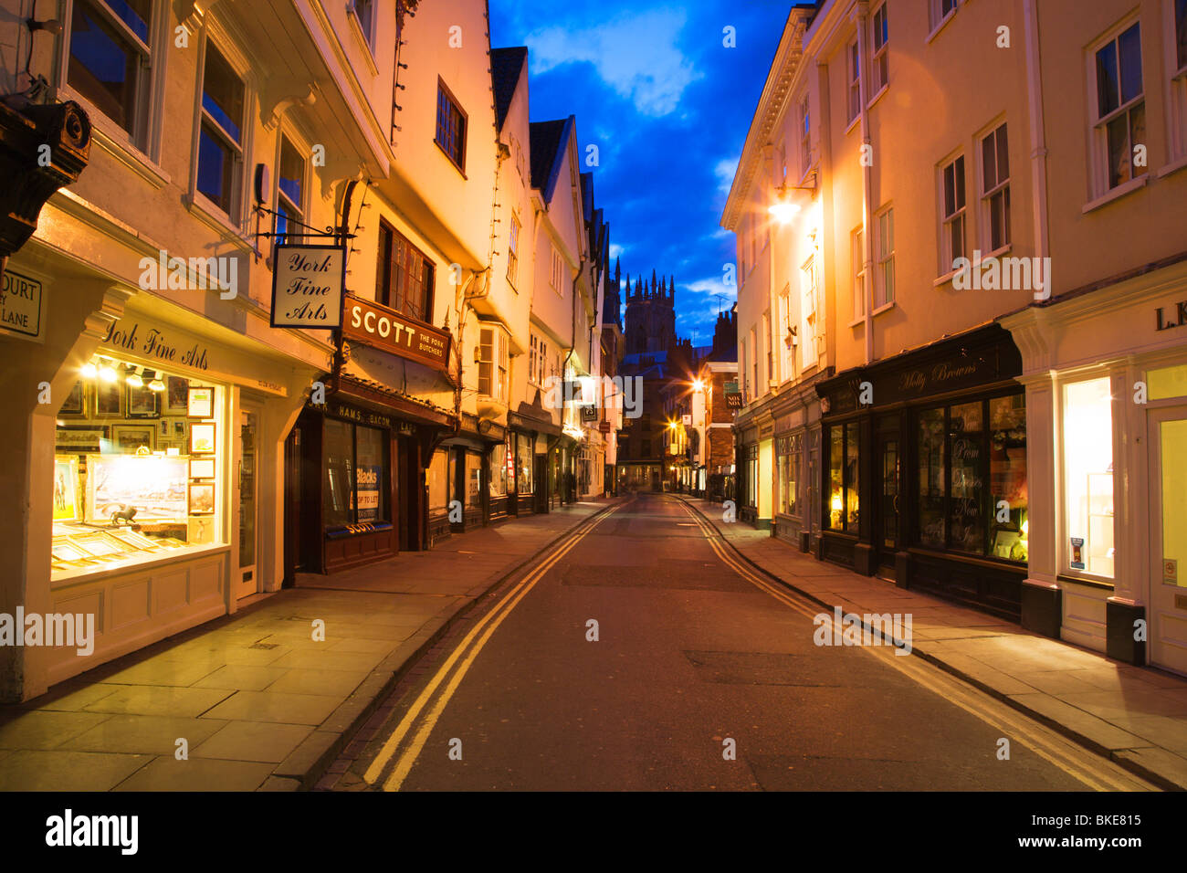 Low Petergate at Dusk looking toward The Minster York Yorkshire UK ...